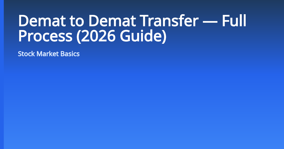 Demat to Demat Transfer — Full Process (2026 Guide) | VRD Nation